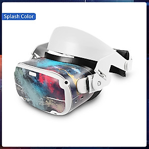 ZyberGears VR Stickers Compatible with Quest 2 Headset Skin Controllers Skin Traceless Frosting Protective Accessories - Splash Color