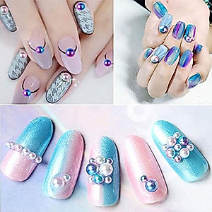 1100pcs ABS Gradient Imitation Pearls Half Round Pearls Assorted Mixed Sizes 3/4/5/6/8mm Flatback Pearl Beads DIY Material (Style 1)