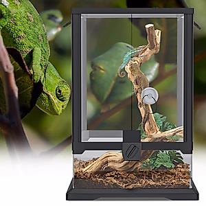 Lurmmue Tempered Glass 10 Gallon Reptile Tank,12"x12"x18" Top Screen Ventilation Durable Reptile Habitat Tank with Heat Resistant Aluminum Alloy Frame, for Bearded Dragon,Lizard,Spider,Hamster