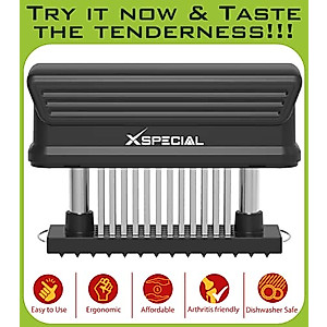 Bold XL Meat Tenderizer Tool 60-Blades Stainless Steel, Ease to Use & Clean - Kitchen Gadgets with Sharp Needle Makes The Toughest Steak Tender - No More Pounding Hammer Or Mallet
