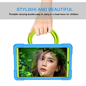 Stand Tablet Cover Kids Tablet Cover Compatible with Samsung Galaxy Tab A 10.1 T510/ T515 2019,with Folding Handle Stand, Rotating Kickstand,Heavy Duty Rugged Shockproof Protective Case Cover ( Color