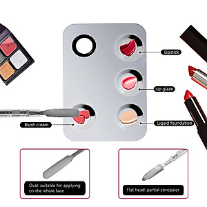 Penugo Upgrade Mixing Makeup Palette, Stainless Steel Cosmetic Palette with Spatula Tool, Nail-art Cosmetic Palette for Mixing Cosmetic and Pigment