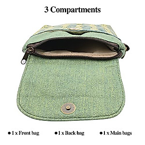 WITERY Small Crossbody Bags for Teen Girl - Handmade Cute Canvas Cross Body Phone Purse Cloth Pouch with Adjustable Shoulder Strap, Mini Women Travel Cell Phone Purse Wallet