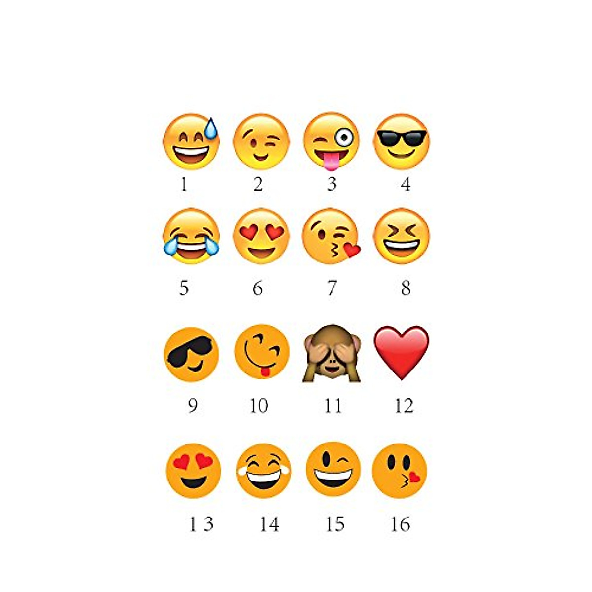 Temporary Emoticon Smiley Face Tattoos - 16 Assorted Emoticon Styles - Fun Gift, Party Favors, Party Toys, Goody Bag Stuffers, Easter Egg Stuffers 2" 144 Pack