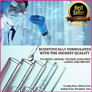 Eyelash Growth Serum Physician Developed, Advanced Biotin for Fuller, Longer, Thicker & Healthier Natural Lashes; Lash Extensions Safe, Oil-free, Irritation free, 5ml Plant-Based