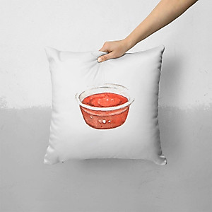 iiRov Vivid Red Ketchup Bowl - Custom Decorative Home Decor Indoor or Outdoor Throw Pillow Cover Plus Cushion Set for Sofa, Bed or Couch (Pillow CASE Cover Plus Cushion)