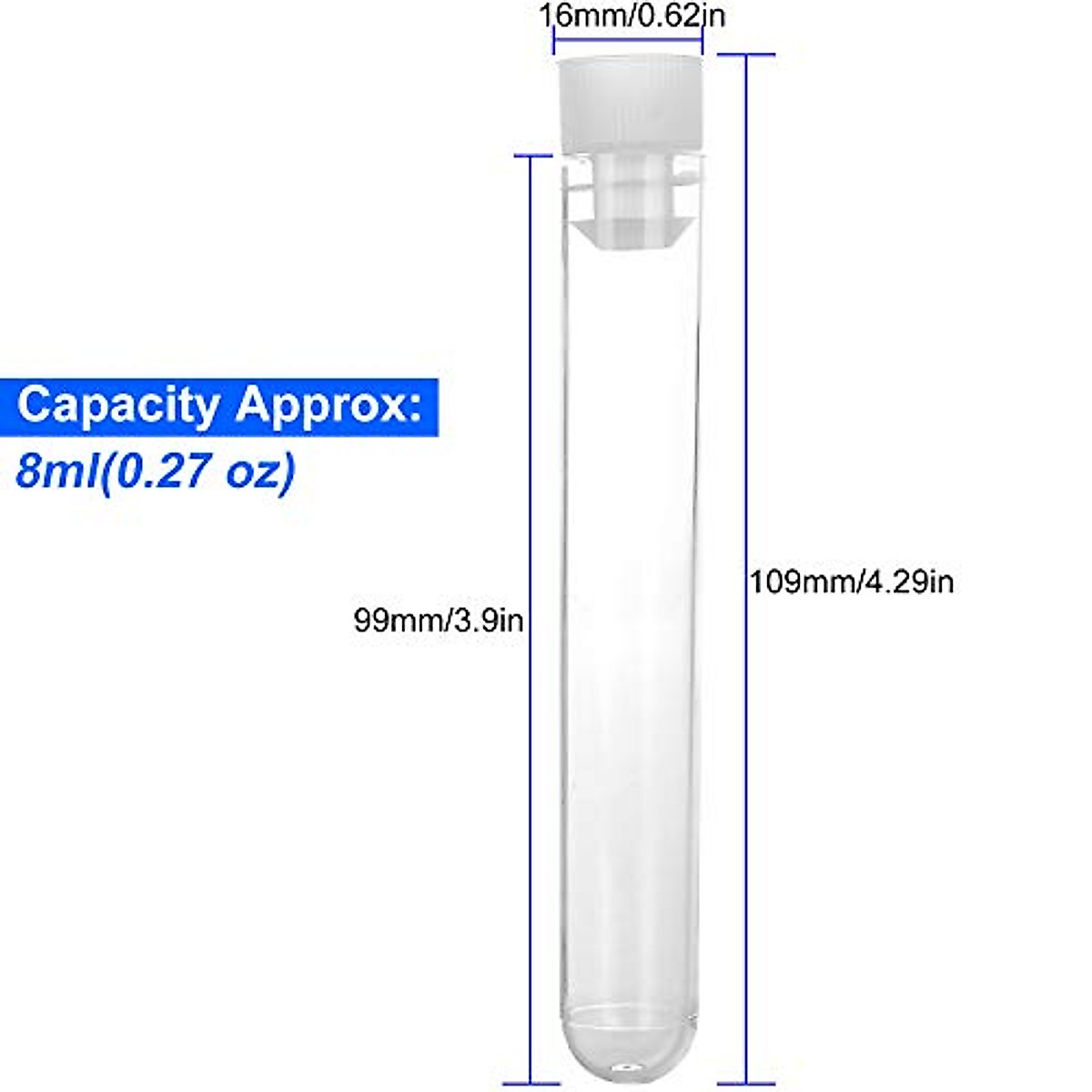 60Pcs Test Tubes with Rack, 16x100mm(10ml) Clear Plastic Test Tube with Caps and Holder Rack Test Lab Tubes for Scientific Experiments, Nurse Party Decorations, Candy Storage