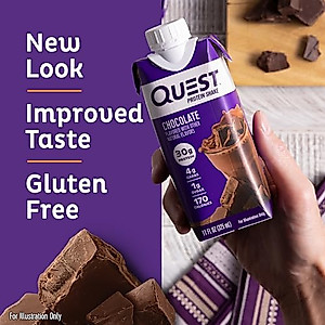 Quest Nutrition Ready To Drink Chocolate Protein Shake, 30g Protein, 4g Net Carbs, Gluten Free, Keto Friendly, 11 fl oz - Pack of 12