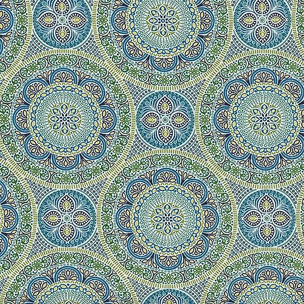 Pillow Perfect Outdoor/Indoor Delancey Lagoon Tufted Bench/Swing Cushion, 56" x 18", Blue