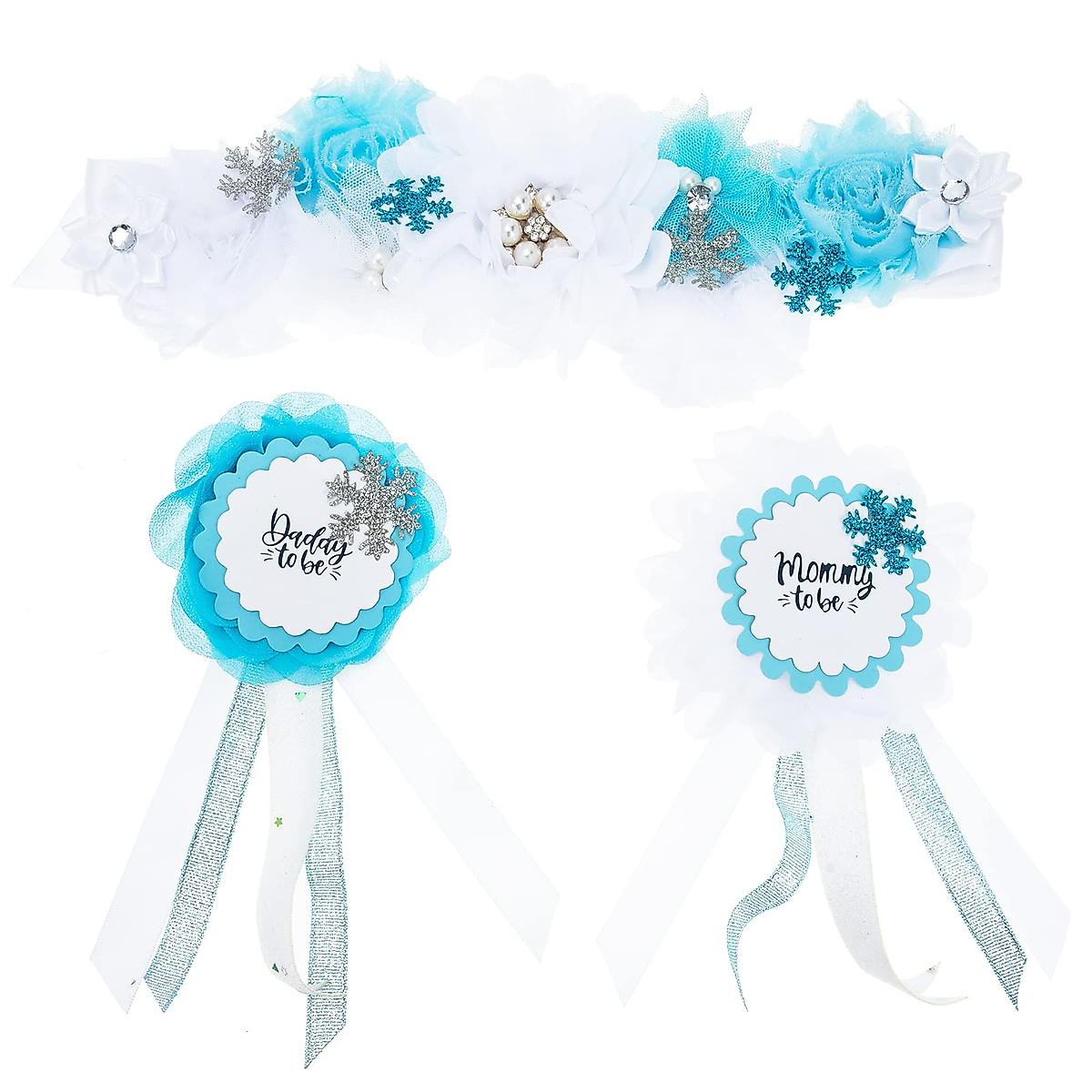 LUOZZY Blue Maternity Sash Mom to Be & Daddy to Be Corsage Pin Baby Shower Button Pregnancy Sash Gender Reveal Souvenir Supplies