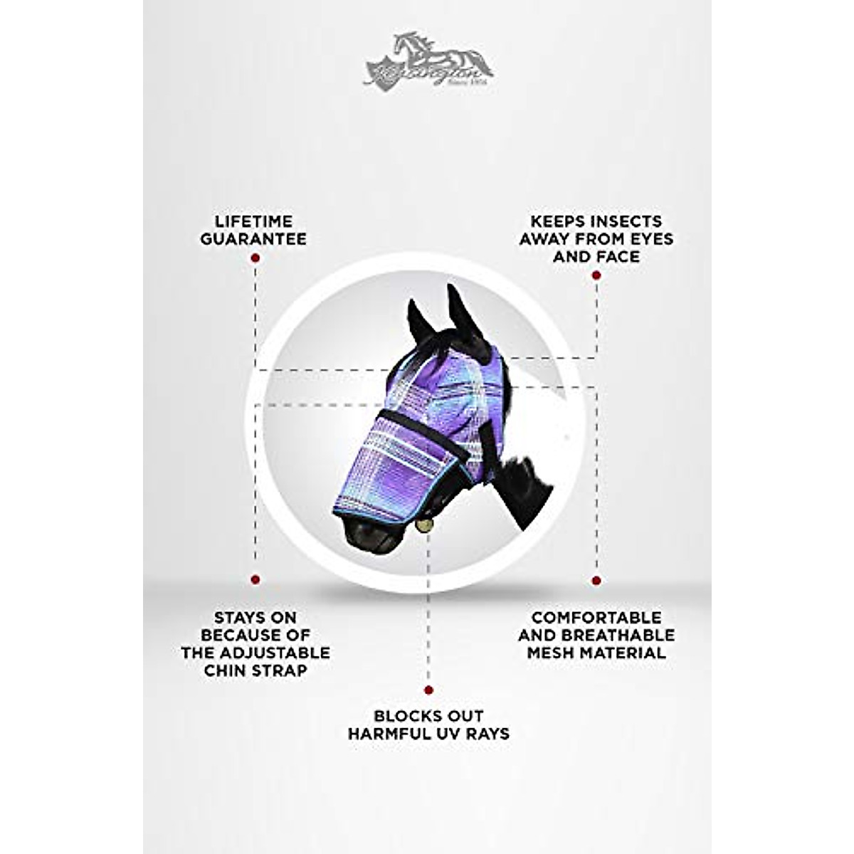 Kensington Signature Fly Mask w/Removable Nose (L-Average, 2017 - Lavender Mint)