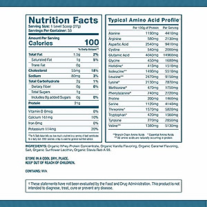 MD Ana Fit - Organic Whey Concentrate Protein Powder, Pasture Raised All Natural Hormone Free (Caramel Vanilla, 2lb Bag)