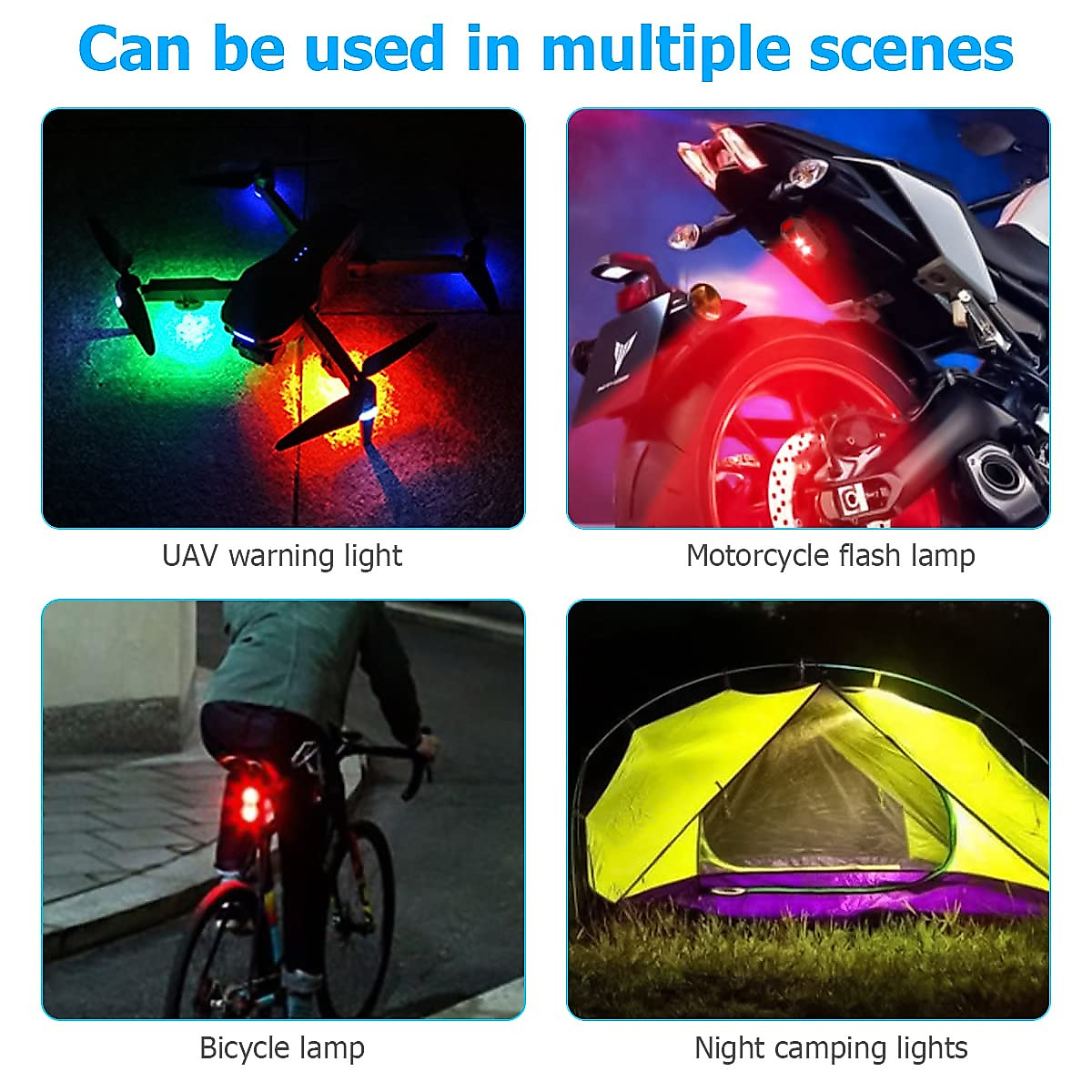 AICEL 2Pcs Mini LED Strobe Lights, Upgrade 7 Colors Led Aircraft Strobe Lights, USB Charging Magnetic Lights, Night Signal Emergency Warning Light for Car Motorcycle Bike Drone