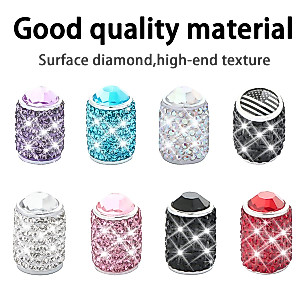 zipelo Bling Valve Stem Caps, 4 Pack Crystal Rhinestone Car Tire Valve Covers, Dustproof Stem Cap for Auto Wheel, Sparkling Tire Air Valves Cover, Universal for Most Vehicles (White)