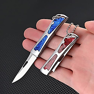 NBGDY Mini Knife Keychain, Small Pocket Folding Knife,EDC Package Opener  Box Cutter Knife. 2PCS(Red and Blue)(KPQ-1029)