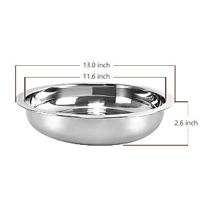 Fulgutonit 2 Packs 4 QT/3.8 L Stainless Steel Food Pan for Chafing Dish Buffet Set, Round Hotel Pan for Food Preparation