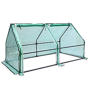 Ohuhu Portable Mini Greenhouse, 71"x36"x36" Greenhouses for Outdoors with Dual Large Zipper Doors & Ground Stakes, Waterproof & UV Protected Plastic Green House for Outside Garden Patio Backyard