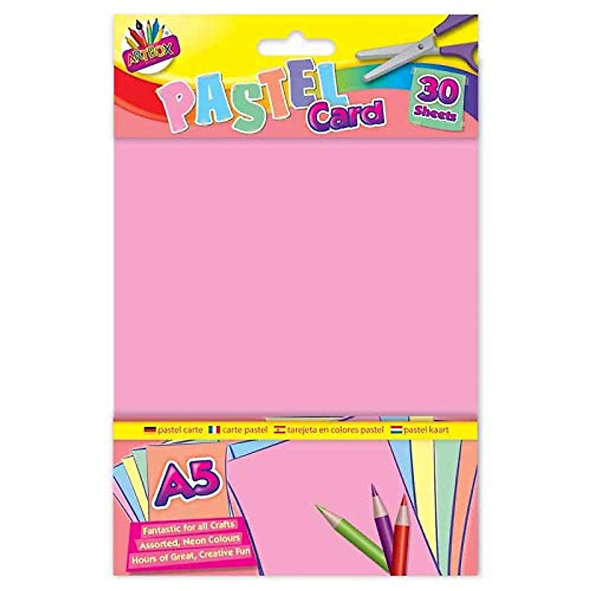 ART BOX 30 Sheets A5 Pastel Card Assorted Colours