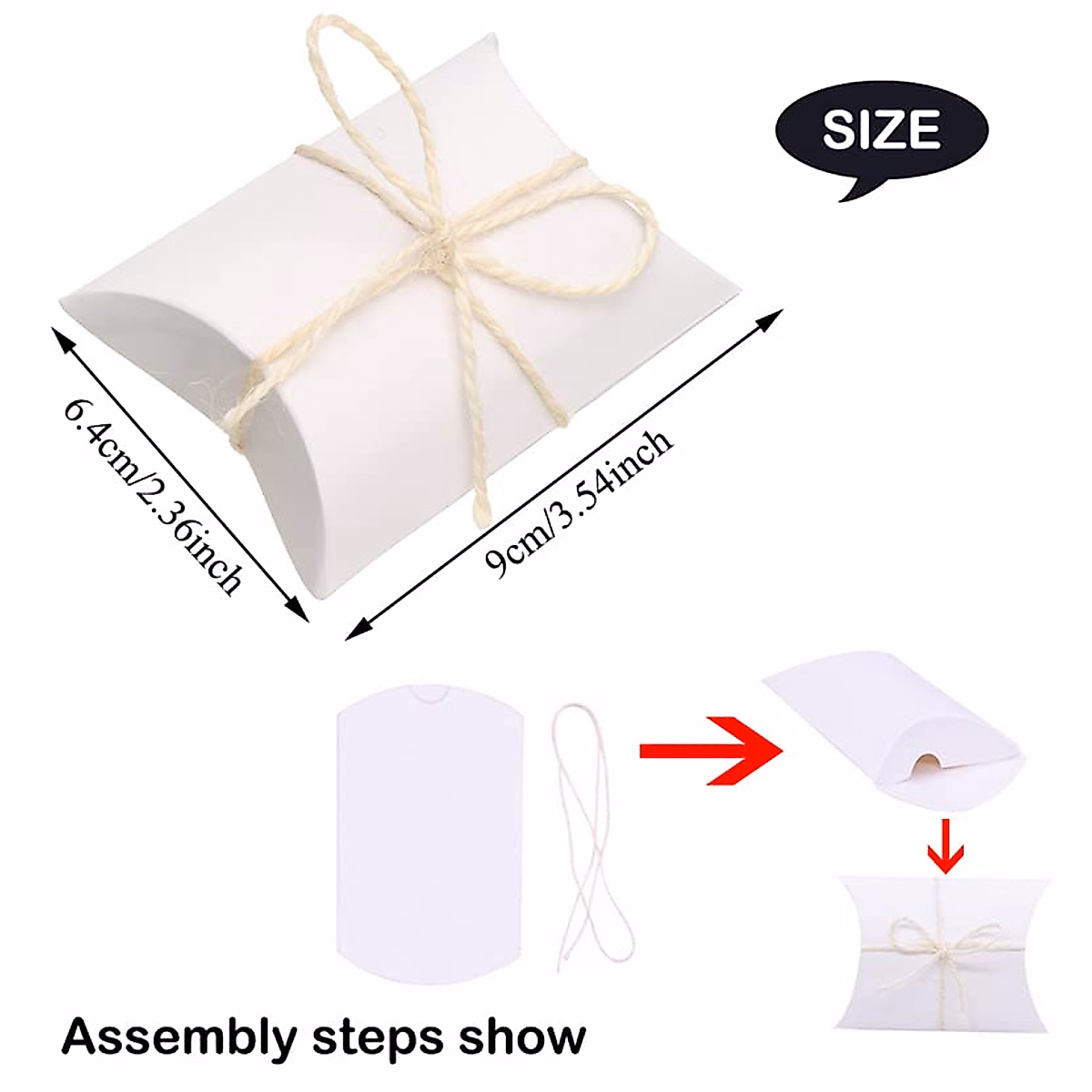 AKOAK Kraft Paper Pillow Box, Candy Favor Gift Boxes for Wedding ...