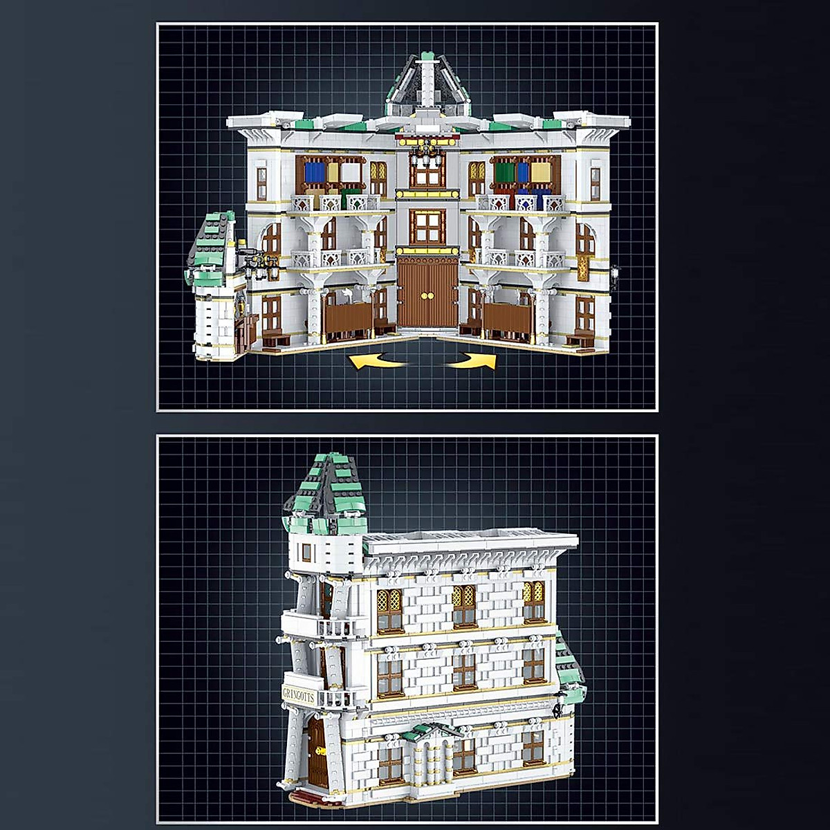 WOLFBSUH Diagon Alley Bank Model Building Kit for Harry Potter Diagon Alley, Collectible Model Set to Build, 4185 Pcs Building Block Compatible with Lego 10217, (15BFQ5602RE5)