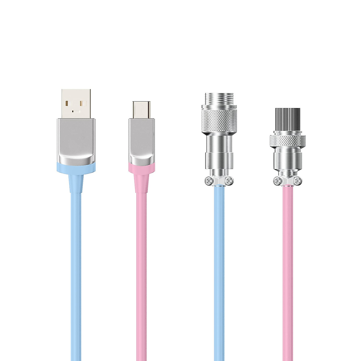 YUNZII Keynovo V2 Coiled Keyboard Cable with Aviator USB Cable for Type-C Mechanical Gaming Keyboard (Sakura)