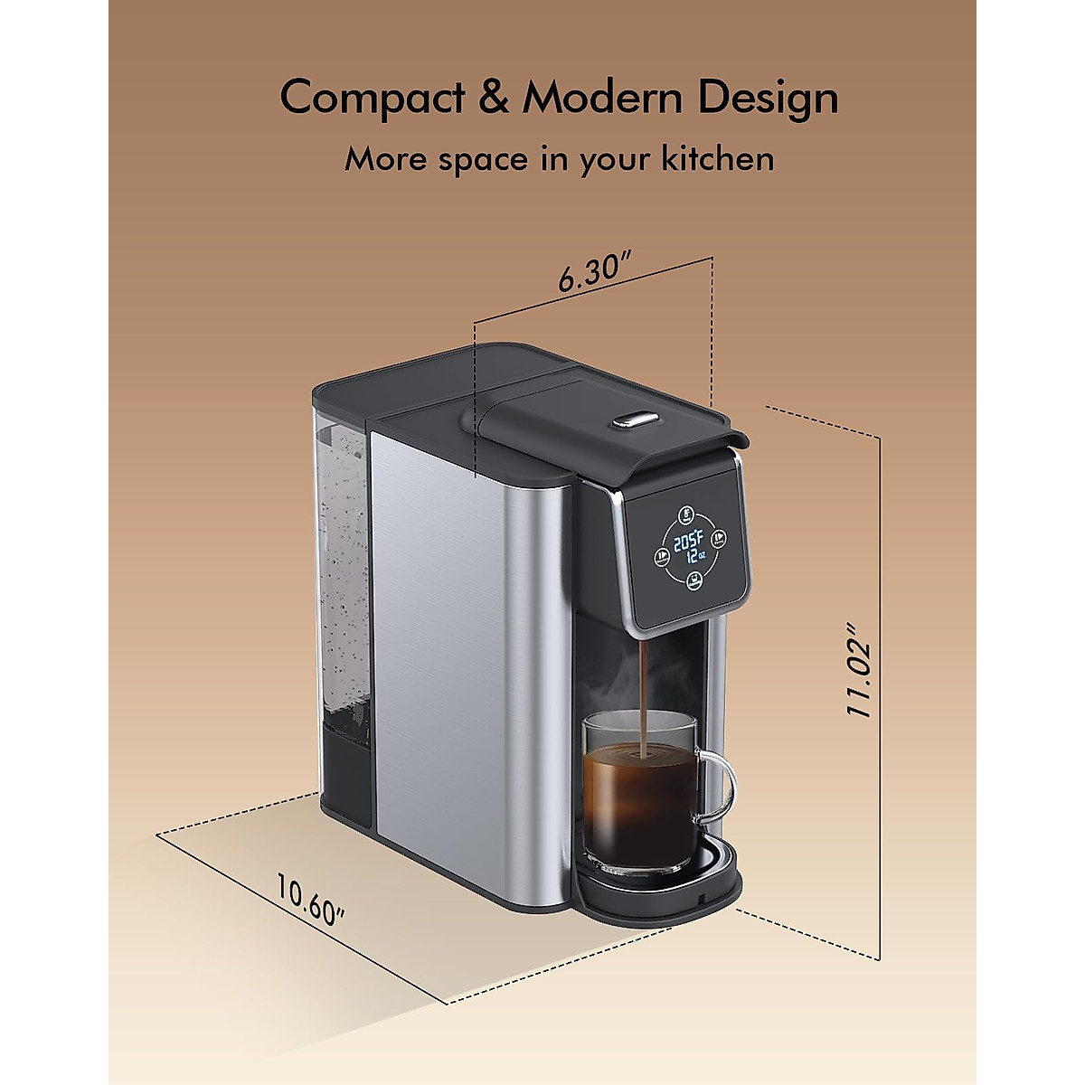 SIFENE 3-in-1 Single Serve Coffee Maker for K-pods, Ground Coffee, and Loose Leaf Tea, Custom Temperature and Strength Control, Quick Brew with Large 50 oz Reservoir