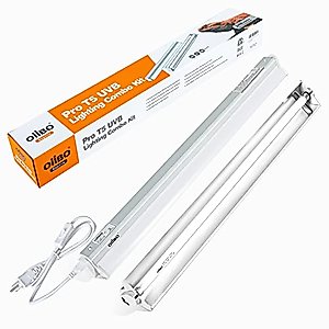 OIIBO T5 HO Reptile Light Fixture UVB Lighting Combo Kit Suit for Desert&Tropical Amphibians Reptiles Terrarium Lamp Hood Light Fixture Include 24W 12.0 UVB Bulb