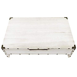 Ikee Design Wooden 2 Tier Monitor Stand with Drawer,Wood Desktop Stands for Laptop ,TV, Computer Riser,Wooden Clutter-Free Desk Stand with Storage Organizer,16 1/2 W x 10 1/4 D x 5 1/8 H in, White