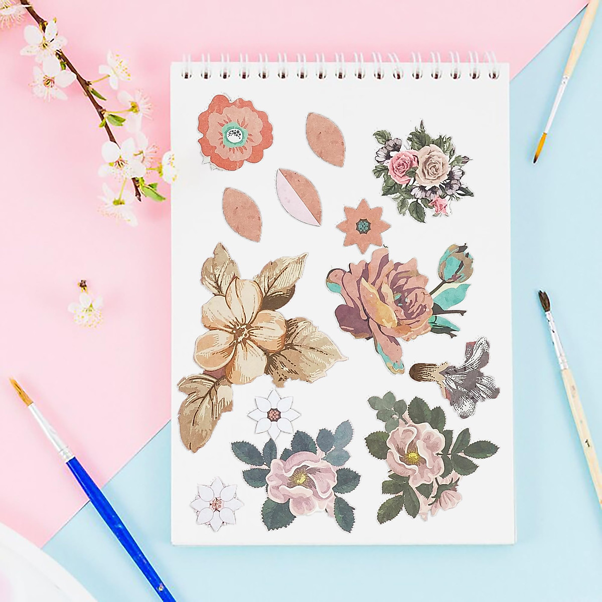 GLKTOPO Double-Sided Scrapbook Paper 12x12 Card Stock, Floral Patterned Scrapbooking Pack, Heavyweight Premium Printed Background, Theme Cardmaking Decor Craft for Art Project-24 Pages