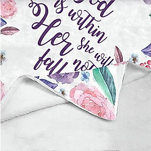 God is Within Her Blankets Bible Verse Blanket Spiritual Gifts for Women Soft Fluffy She Will Not Fall Fleece Blanket Get Will Soon Blanket Gift for Mom Women 40"X50"