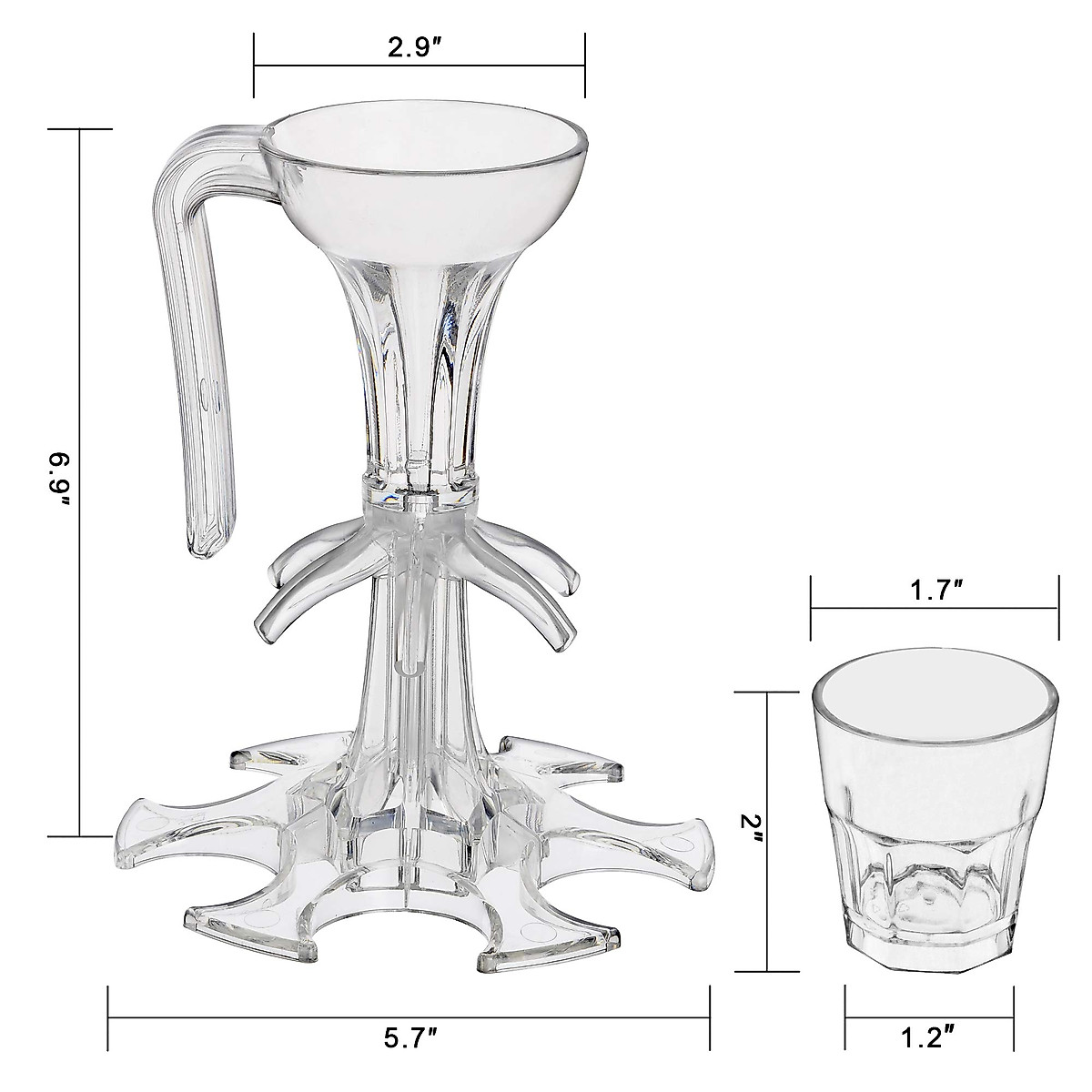 Shot Dispenser | Comes With 6 Acrylic Shot Glasses | Pours 6 Shots at Once | Great for Parties, Pre-games, Drinking Games | Easily Serve Liquor With Shot Glass Dispenser | Makes a Great Gift!