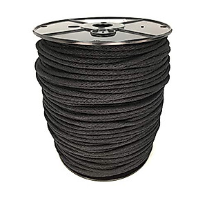 GREAT WHITE Black Sash Cord, 8 x 1,200' Spool (1/4") Cotton Tie Down Camping, Clothesline, Rigging, Crafts, Theater, Window Replacement, Entertainment Spot Cord DIY Home Improvement USA