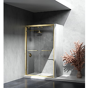 Elegant Kitchen and Bath SD303-4876BGD Semi-Frameless Shower Door 48 x 76 Brushed Gold
