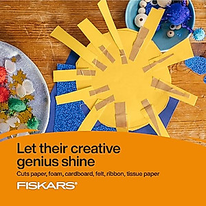 Fiskars 5" Pointed-Tip Scissors for Kids Ages 4-7, Scissors for School or Crafting, Back to School Supplies, Turquoise