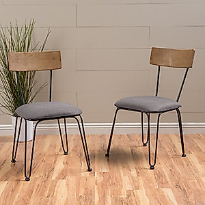 Christopher Knight Home Orval Metal Chairs with Cushions, 2-Pcs Set, Black / Grey