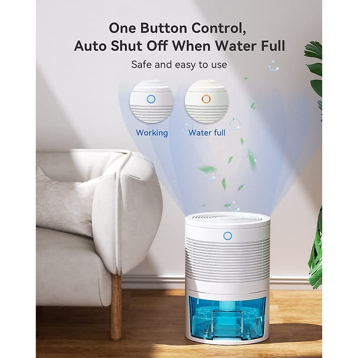 Dehumidifier - 27 oz(800ml) Small Dehumidifiers for Home Bedroom Bathroom Basements Closet RV Room, 2200 Cubic Feet Full Auto-Off Portable Electric Mini Dehumidifier for Space Up to 190 sq ft