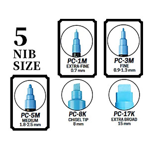 Posco Marker Sanetomo Posca Marker Acrylic Paint Pens Gold & Silver 2 Color Set Of 6 Pens PC-1M/PC-3M/PC-5M (Tip width 0.7mm/0.9～1.3mm/1.8〜2.5mm)