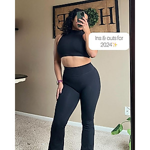 Aoxjox Flare Leggings for Women Trinity Tummy Control High Waisted Wide Leg Yoga Pants 31" (Black, Small)