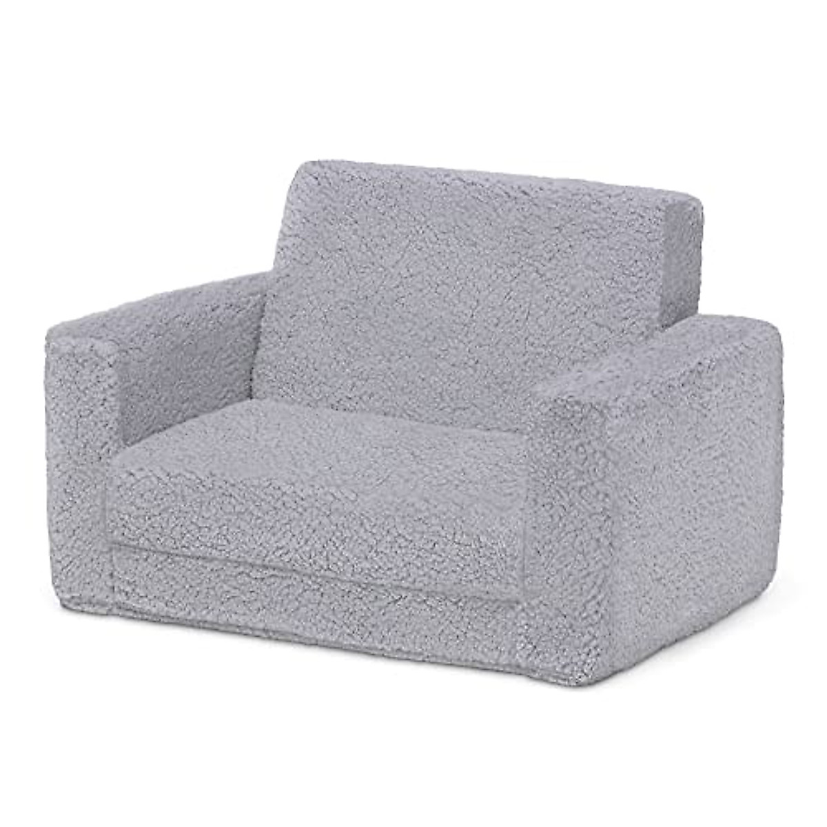 Delta Children Cozee Flip-Out Sherpa 2-in-1 Convertible Chair to Lounger for Kids, Grey
