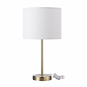 Globe Electric 67539 Versa 19" Table Lamp, Matte Gold, White Linen Shade, On Off Switch on Socket