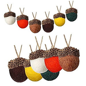BCOATH 12pcs Pine Cone Pendant Christmas Decor Christmas Ornaments Mini Wreath Felt Acorn Pom Craft Acorn for Autumn Christmas Tree Acorn Miniature Acorns Wool Felt Pendants Plush Acorns