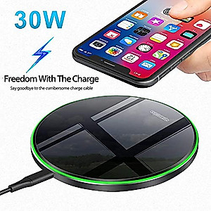 Wireless Charger, Qi-Certified 30W Max Wireless Charging Pad Compatible with Samsung Galaxy S23/S22/S21/S21 Ultra/S21+/S20 fe/S20/Note 20/10,Google Pixel,LG,and More