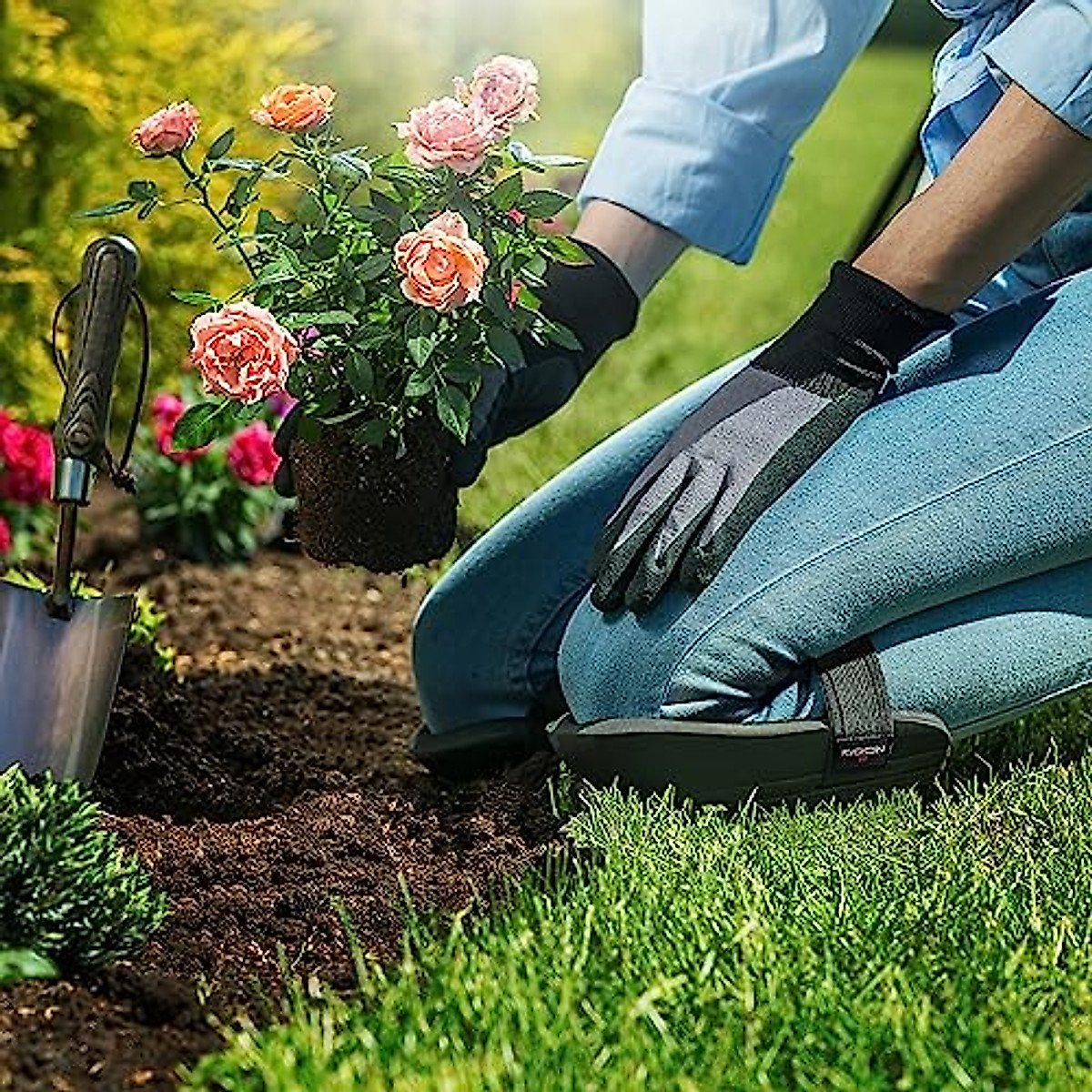 NoCry Home & Gardening Knee Pads for Women and Men - Lightweight Waterproof EVA Foam Cushion, Soft Inner Liner, and Easy Fit with Adjustable Hook'n'Loop Straps, Garden Kneeling Pads for Work, Black