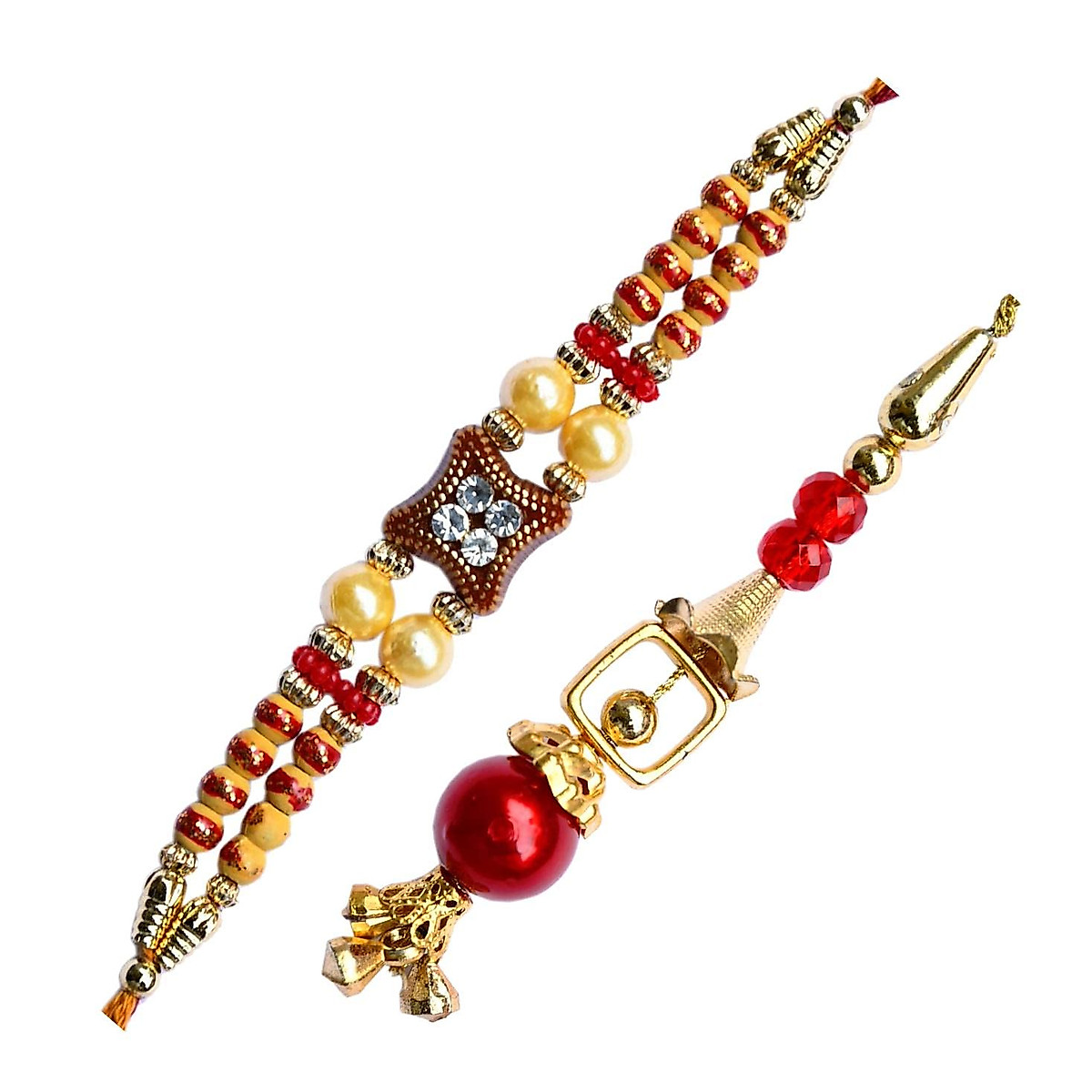 Purpledip Bhai Dooj Rakhi Set For Bhaiya Bhabhi In Shagun Envelop With Auspicious Roli Chawal Tika (rakhi35r)