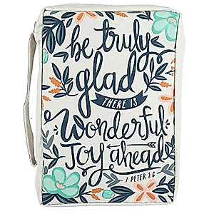 Creative Brands B2216 Faithworks-French Press Mornings Canvas Bible Cover, 7 x 10-Inch, Be Truly Glad
