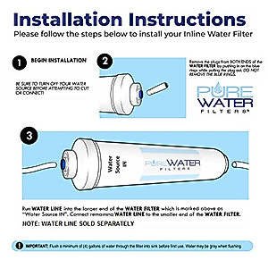 Inline Water Filter For Refrigerators, Ice Makers, Coffee Makers, Water Fountains, Water Coolers, Sink Faucets, RV, Campers, and Boats - with 1/4" Quick-Connect Fittings