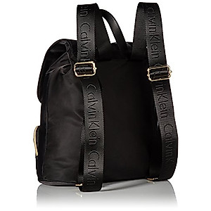 Calvin Klein Teodora Nylon Backpack, Black/Gold