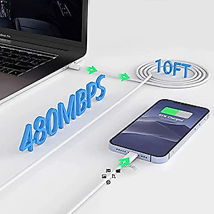 [Apple MFi Certified] iPhone Charger Fast Charging Double Port 25W PD USB C Wall Charger Block Cube with 2Pack Long 10-FT Lightning Cable Cord Compatible iPhone 14 Plus/14 Pro Max/14 pro/13/12/11/Xs