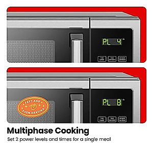 Chefman Countertop Microwave Oven 0.9 Cu. Ft. Digital Stainless Steel Microwave 900 Watt with 6 Presets, Eco Mode, Mute Option, Memory Function, Child Safety Lock, Kitchen, Home, Dorm Essentials