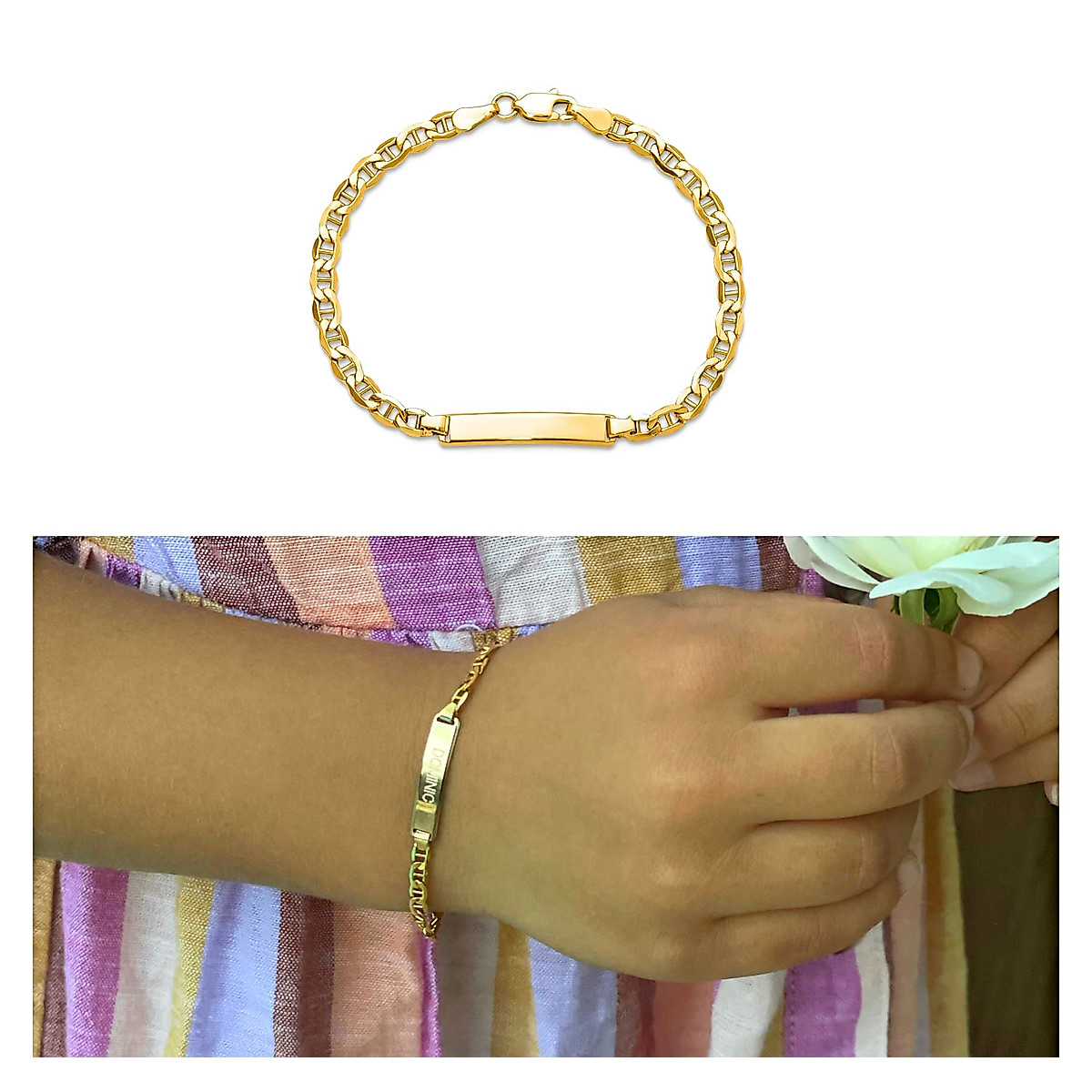 Brilliant Bijou 10k Semi-solid Anchor Link ID Bracelet